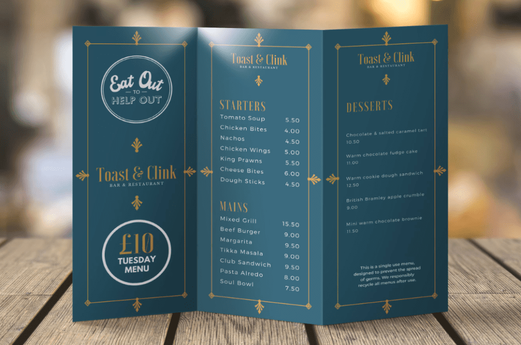 Folded Menu Printing - Bumble Print