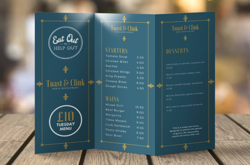 Folded Menu Printing - Bumble Print